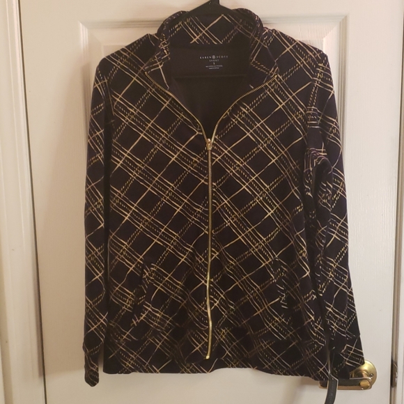 Karen Scott | Tops | 32 Karen Scott Velour Gold Black Top S Nwt | Poshmark